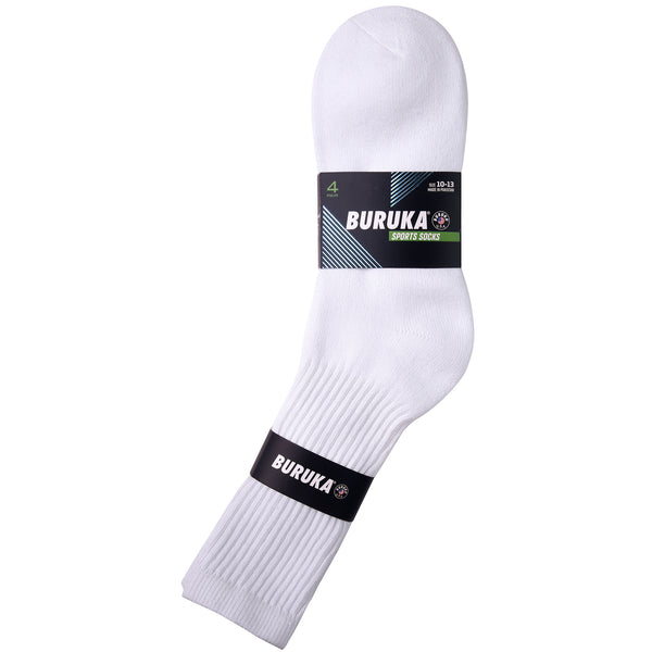 BURUKA CREW SPORTS SOCKS - 4 PAIRS PACKING (BK274_WHITE) – Uni Hosiery ...