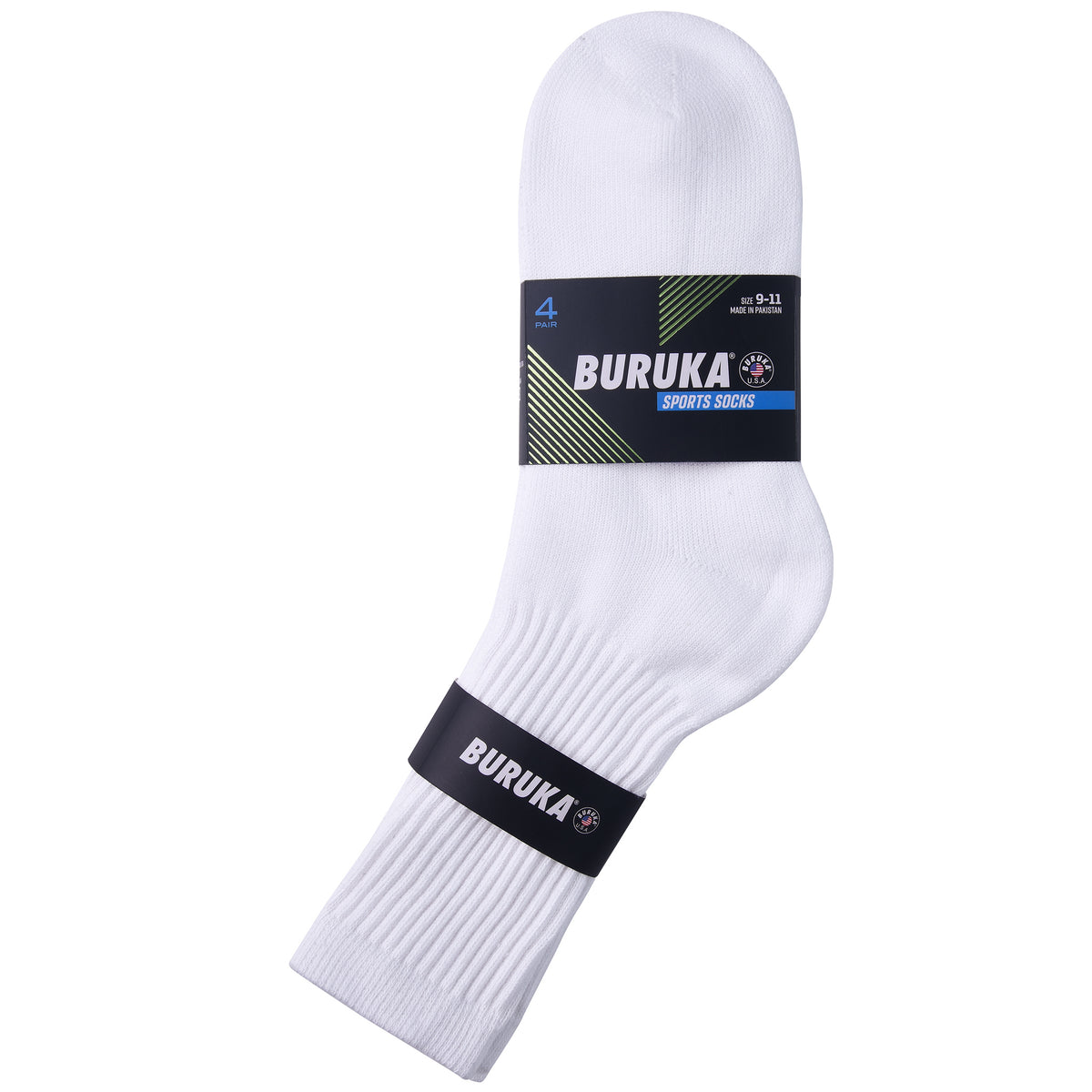 BURUKA CREW SPORTS SOCKS - 4 PAIRS PACKING (BK274_WHITE) – Uni Hosiery ...