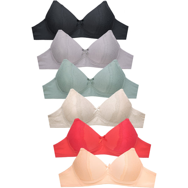 MAMIA LADIES COTTON PLAIN/LACE NO WIRE BRA (BR4465PLN) – Uni Hosiery Co ...