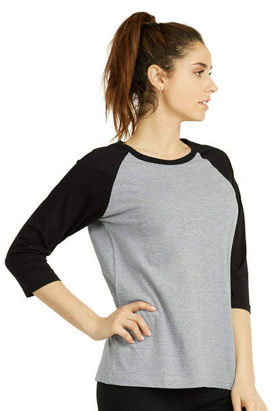 COTTONBELL LADIES BASEBALL TEE (LBT001_LT.H-BK) – Uni Hosiery Co Inc.