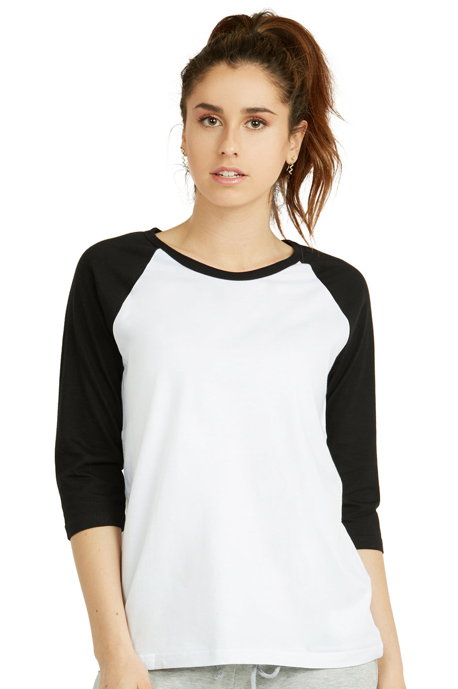 COTTONBELL LADIES BASEBALL TEE (LBT001_WH-BK) – Uni Hosiery Co Inc.